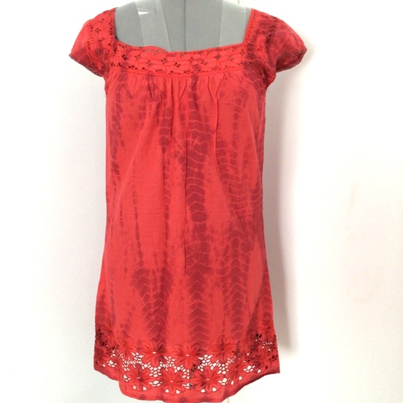 Chaudry | Dresses | Chaudry Red Tiedye Dress With Crochet Details ...